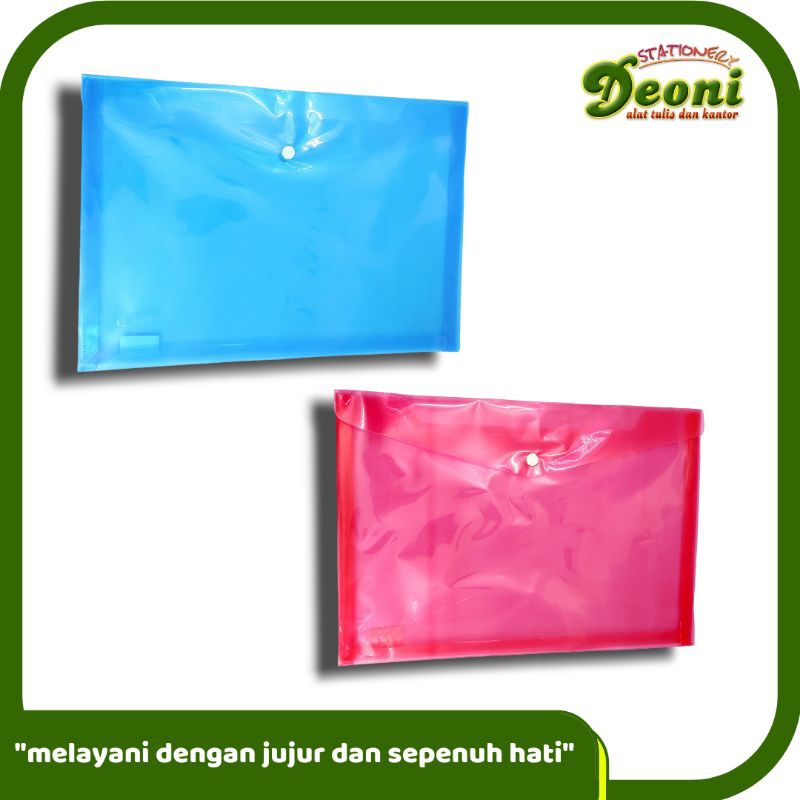 Jual Map Plastik Bening Kancing / Bag File F4 Hijau Merah Buru 1 Pcs ...