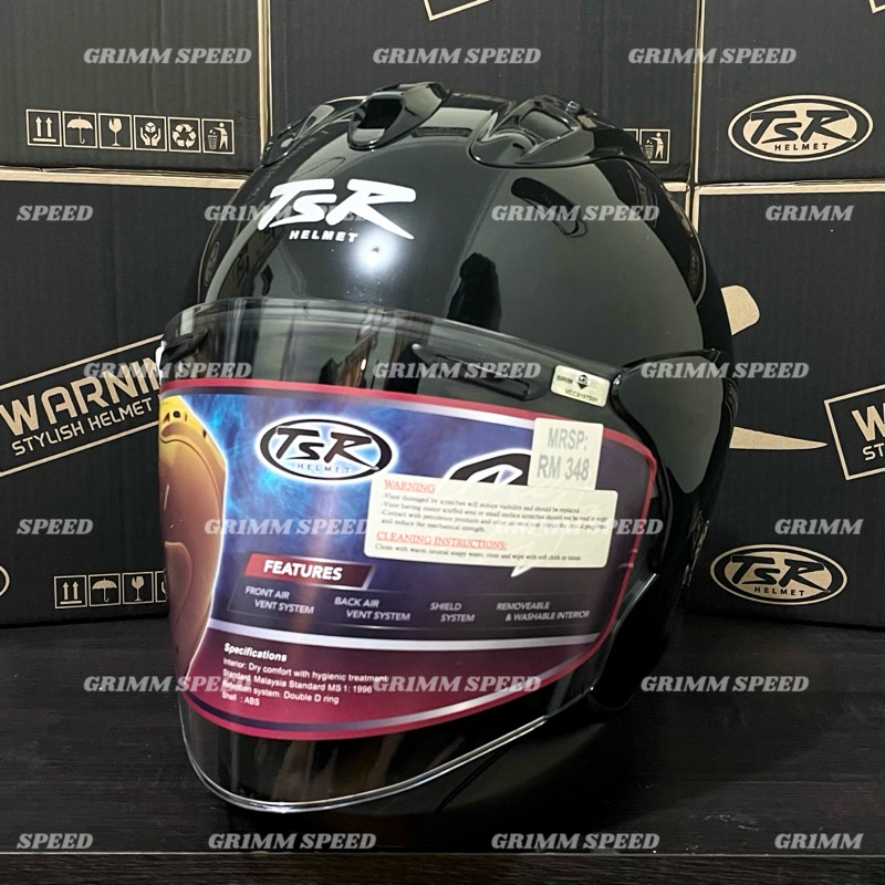 Jual HELM TSR VZ RAM GLASS BLACK | Shopee Indonesia