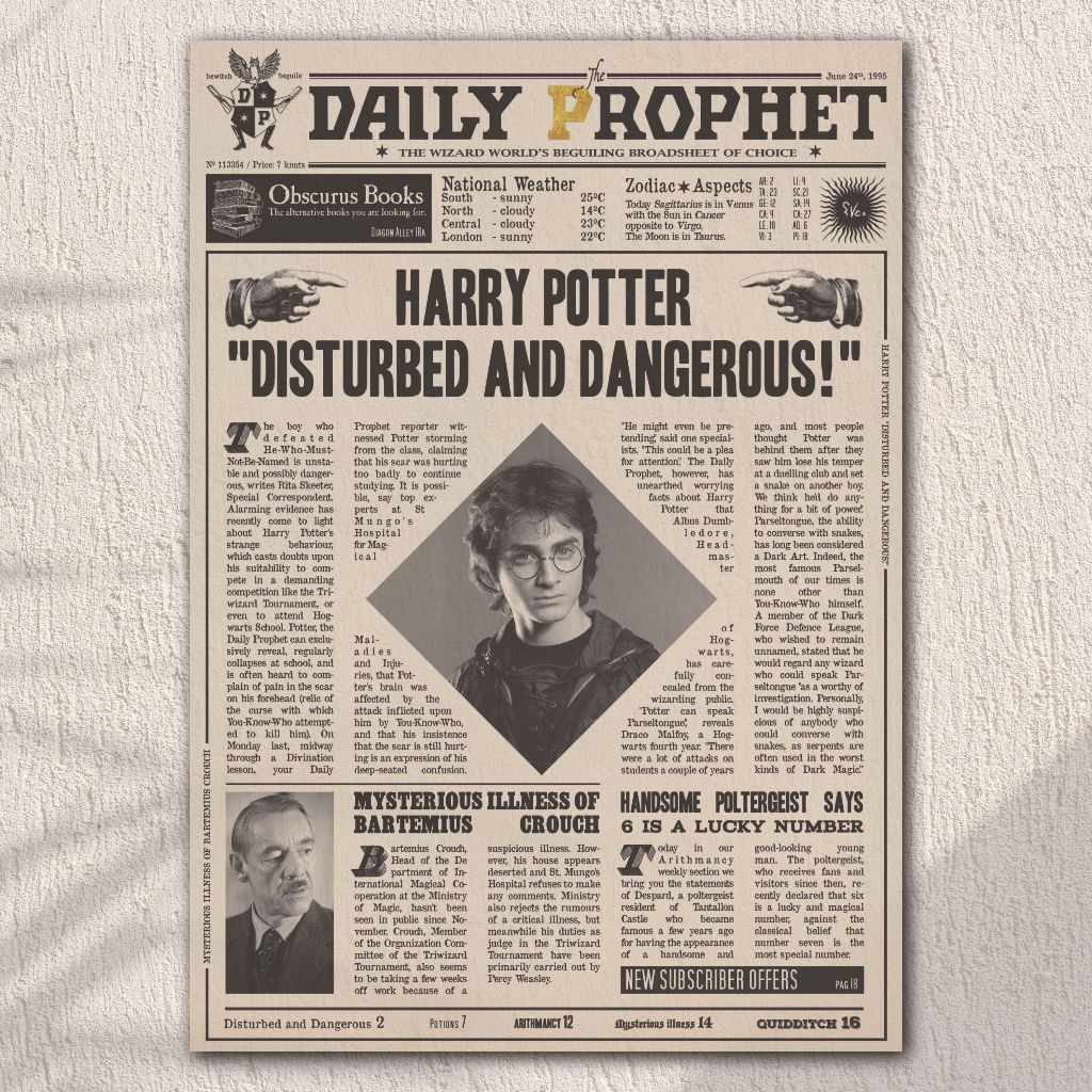 Jual HARRY POTTER DAILY PROPHET - AESTHETIC WALL ART - VINTAGE WALL ...