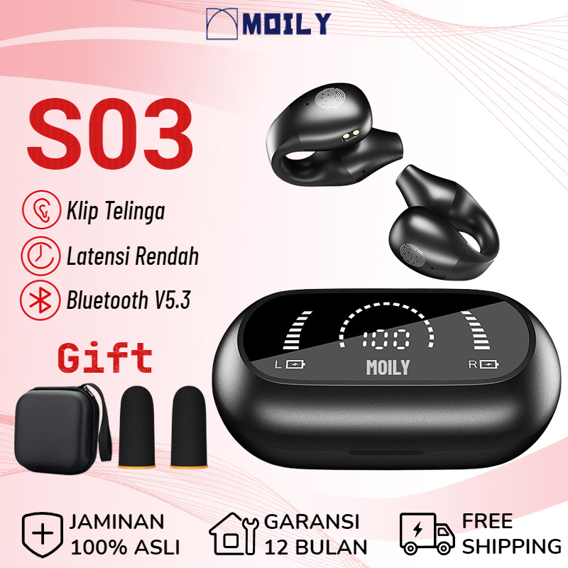 Jual Headset Bluetooth Bone Conduction TWS Bluetooth 5.2 S03 Earphones ...