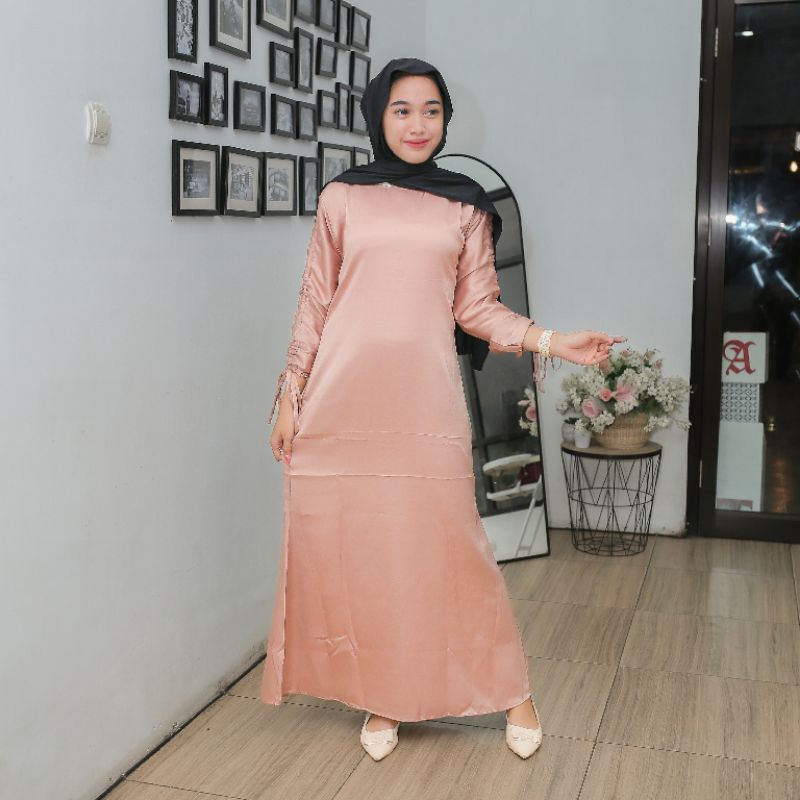 Jual GAMIS SATIN SILK - DRESS BRIDESMAID SATIN - DRESS LENGAN SERUT ...