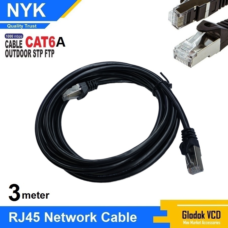 Jual Kabel Lan 1.5M - 30M Cat6A FTP Outdoor RJ45 Internet Ethernet Cable NYK | Shopee Indonesia