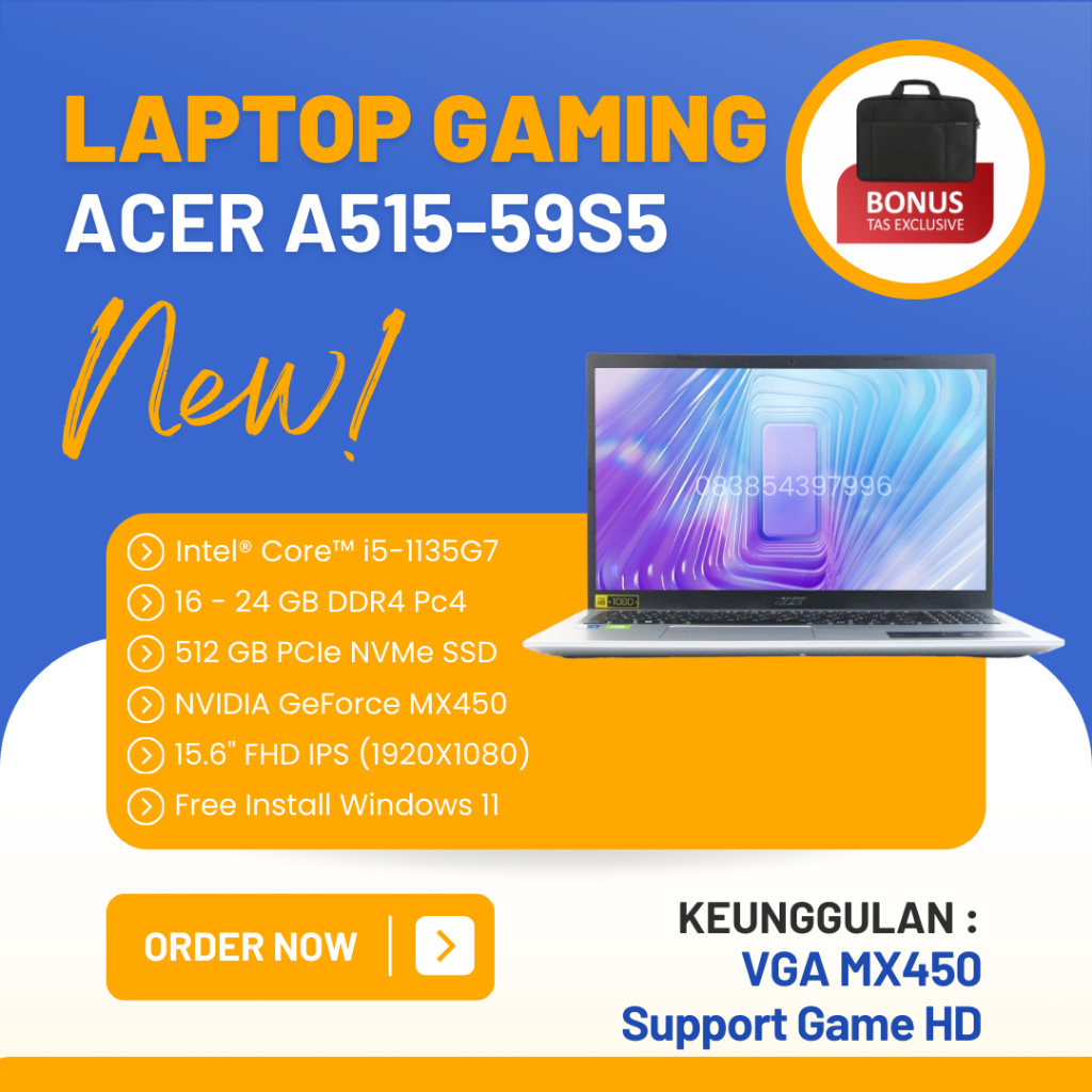 Jual ACER GAMING ASPIRE 5 A515-56G-59S5 / CORE I5-1135G7 / RAM 24GB ...