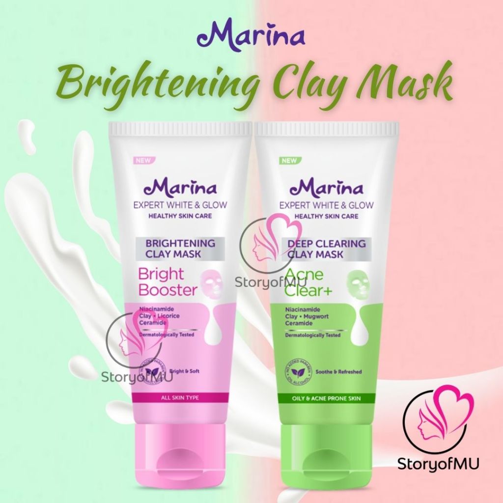 Jual MARINA Brightening Bright Booster Deep Clearing Clay Mask 50gr ...