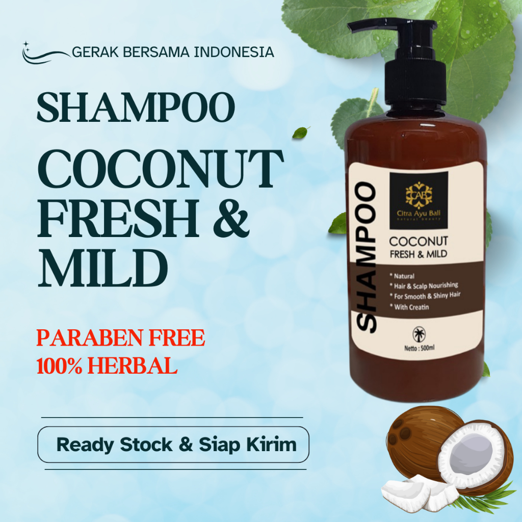 Jual Coconut Fresh & Mild Natural Shampoo 500ml Free Paraben dengan ...