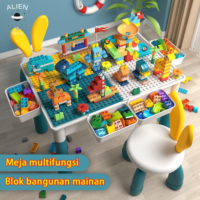 Jual Balok bangunan anak-anak Meja multifungsi meja rakitan balok ...