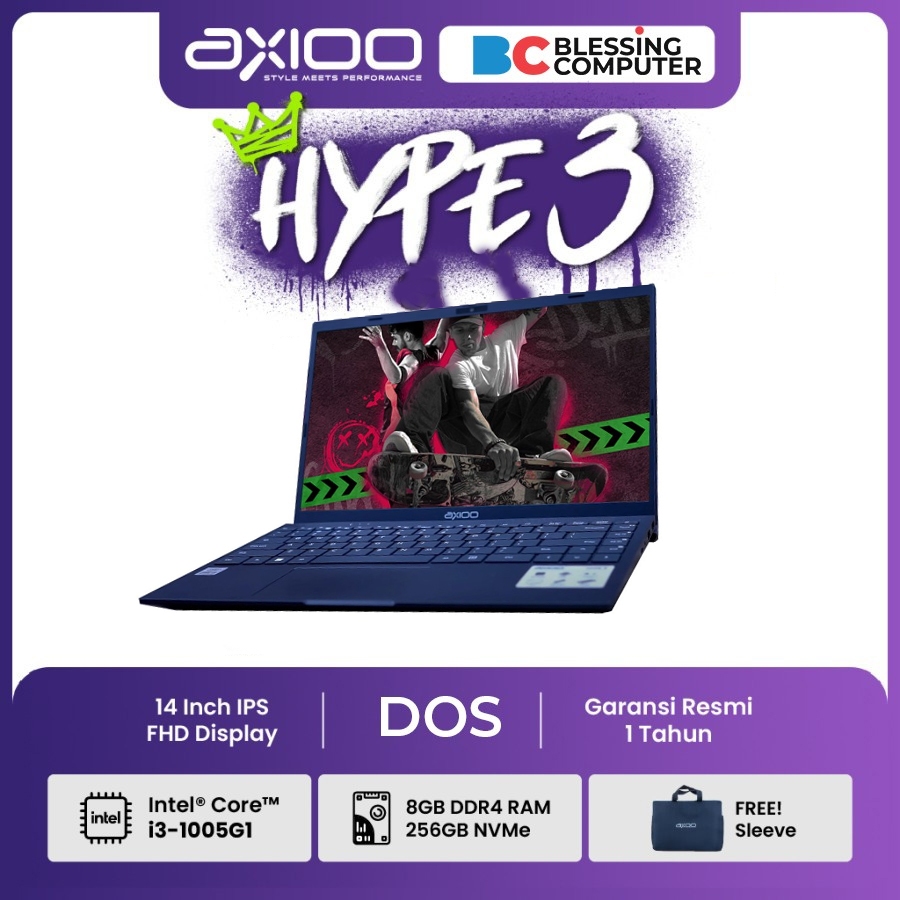 Jual AXIOO Mybook HYPE 3 INTEL Core i3 1005G1 8GB 256GB DOS Blue ...