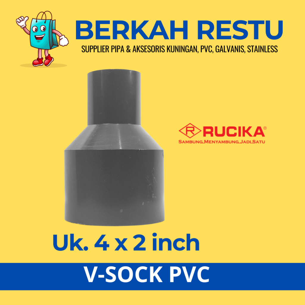 Jual Reducer Sok / Vlok Sok PVC 4" x 2" Inch Rucika AW | Shopee Indonesia
