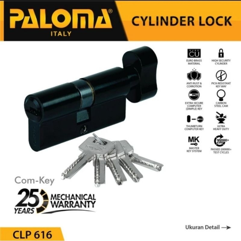 Jual PALOMA CLP 616 / CLP 636 Cylinder Kunci Pintu Matte Black Knob ...