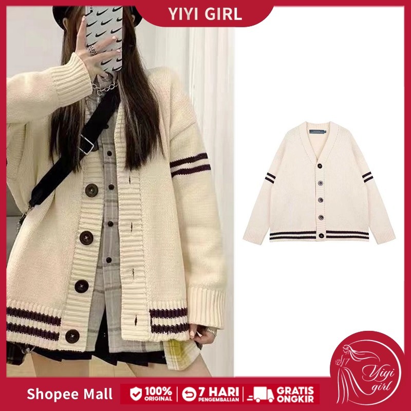 Jual YIYI GIRL Knit Cardigan Casual Outer Cardigan Oversize Sweater Cardigan Rajut Lengan ...