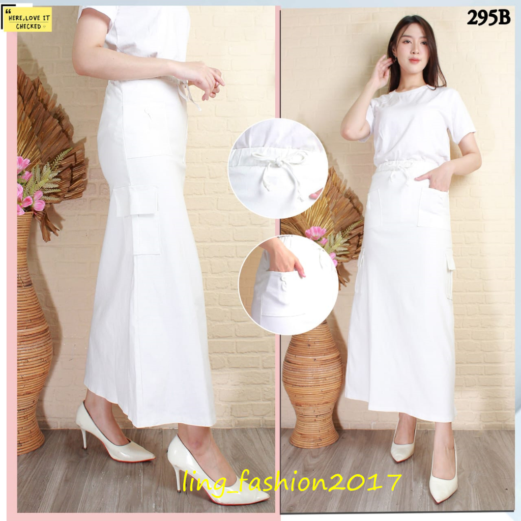 Jual Rok Cargo Wanita Panjang/ Cargo Skirt Wanita Soft Jeans/ Rok Cargo ...