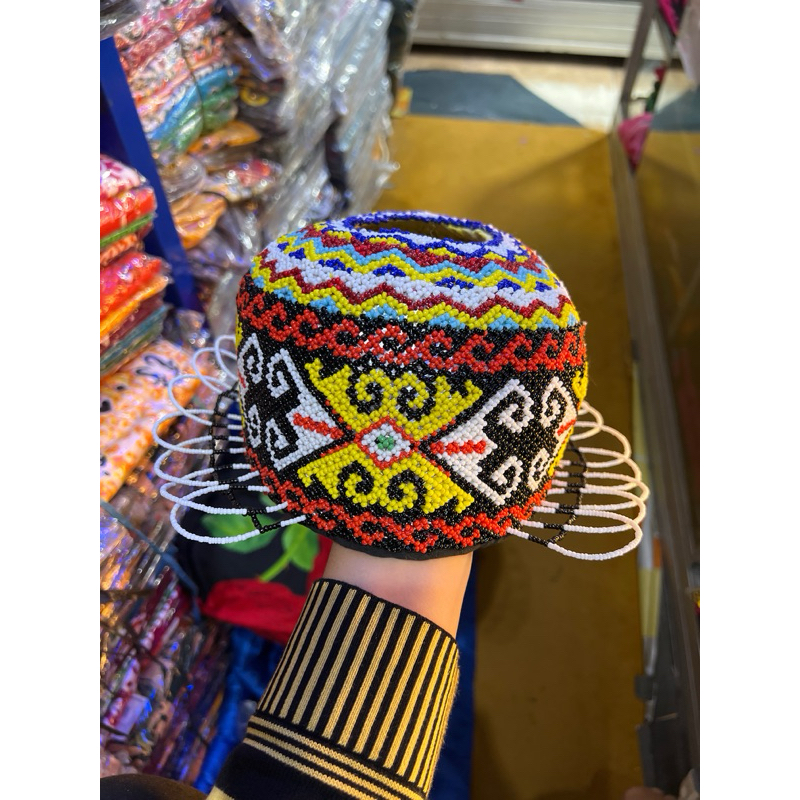 Jual topi bulat pul manik kombinasi serpu khas dayak | Shopee Indonesia