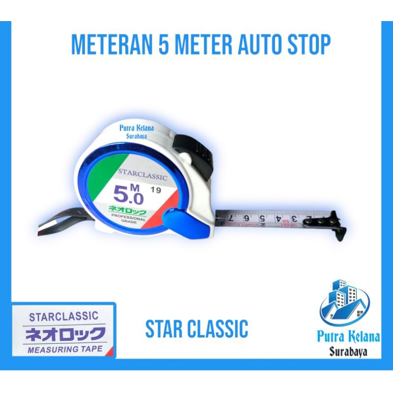 Jual Meteran Tukang 5M / Measuring Tape Star Classic 5 Meter/ Meteran ...