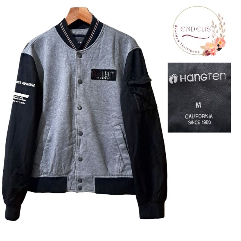 Jual JAKET VARSITY HANGTEN SIZE M TO L WARNA ABU MIX HITAM | Shopee Indonesia