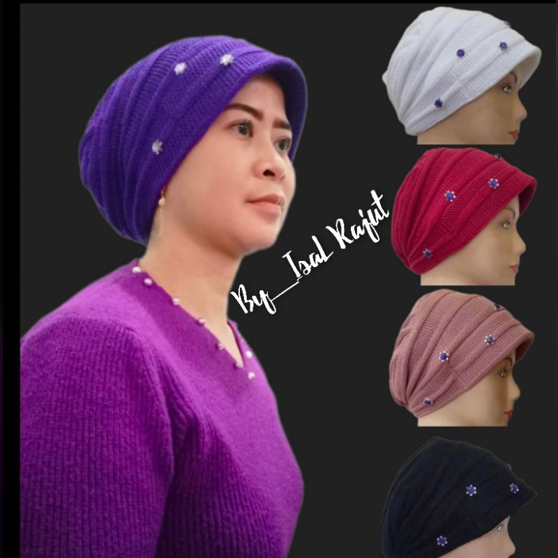 Jual ciput rajut kupluk ibu turban emak payet premium | Shopee Indonesia