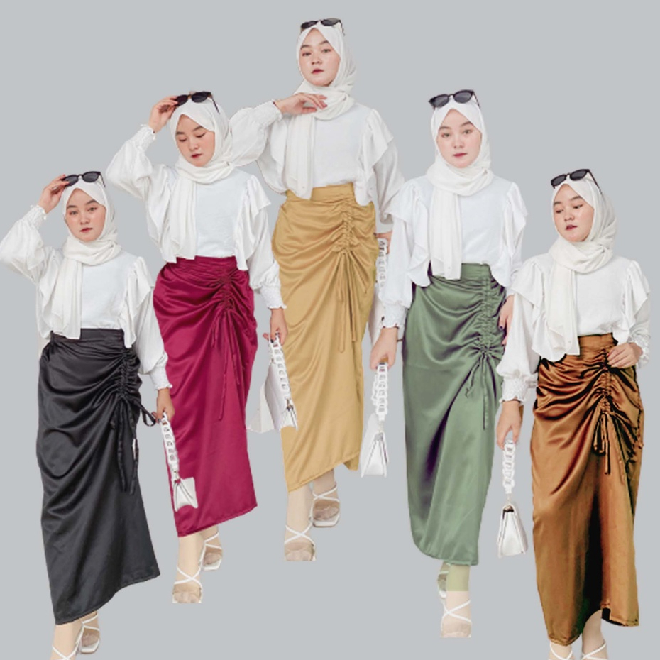 Jual Rok Serut Satin / Rok Wanita / Myrtle Skirt / Rok Wanita / Serut ...