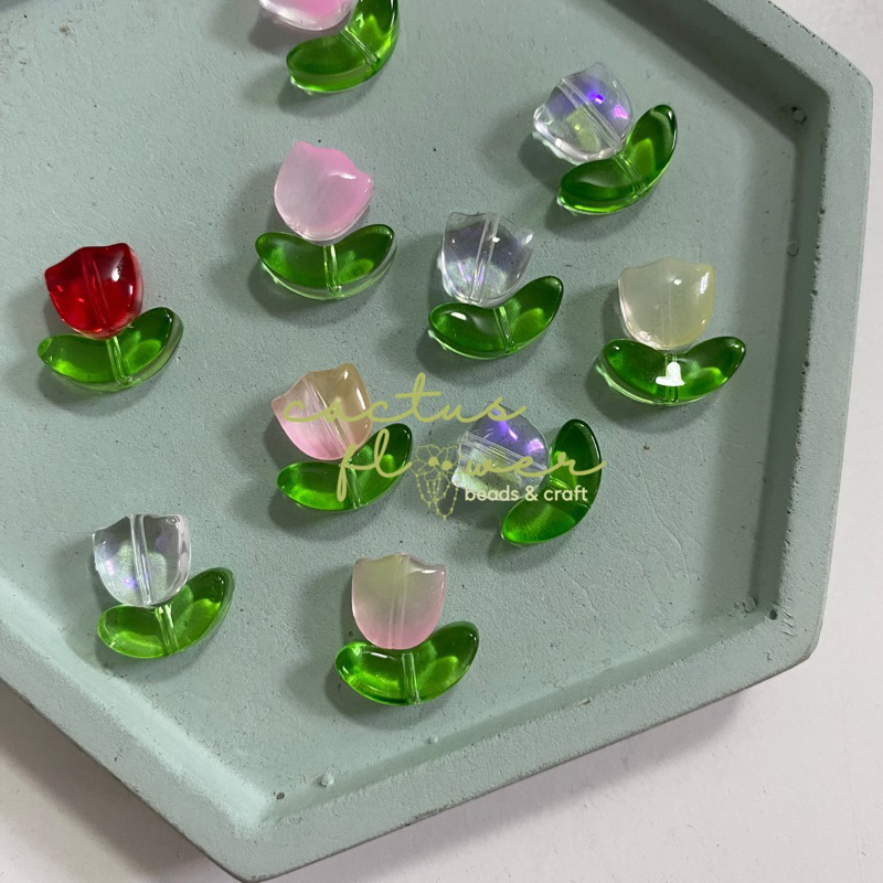 Jual Manik Premium Kaca Tulip Sepasang (Bunga+Daun) | Shopee Indonesia
