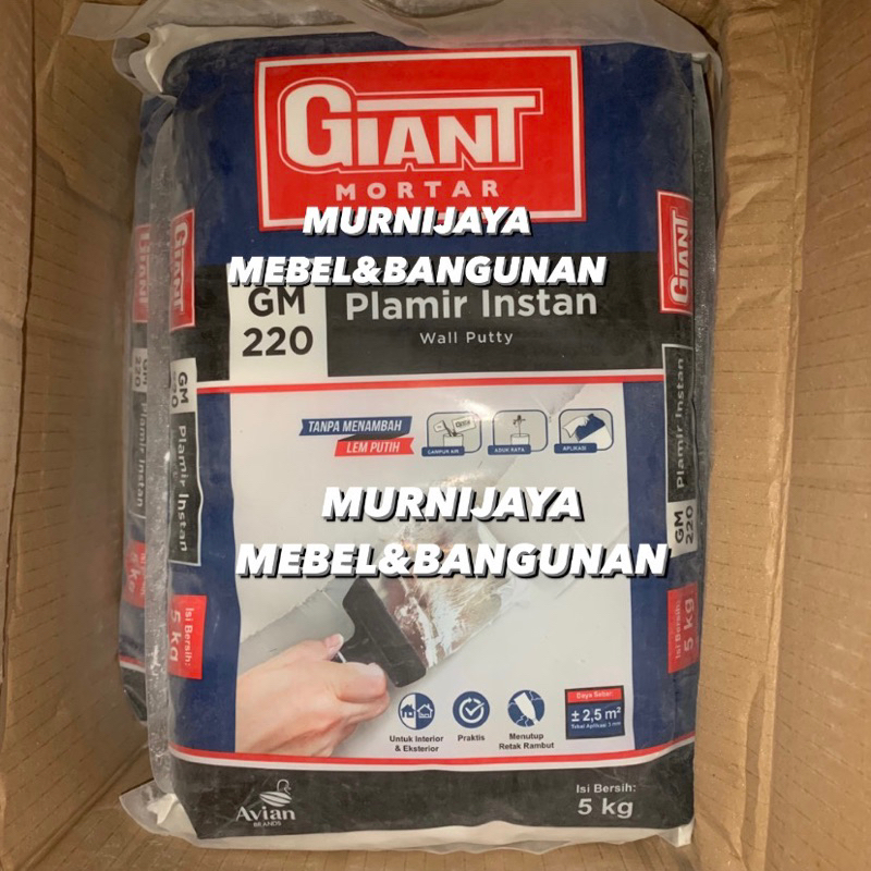 Jual GIANT MORTAR 5KG PLAMIR INSTANT PLAMIR JADI AVIAN UNTUK TEMBOK ...