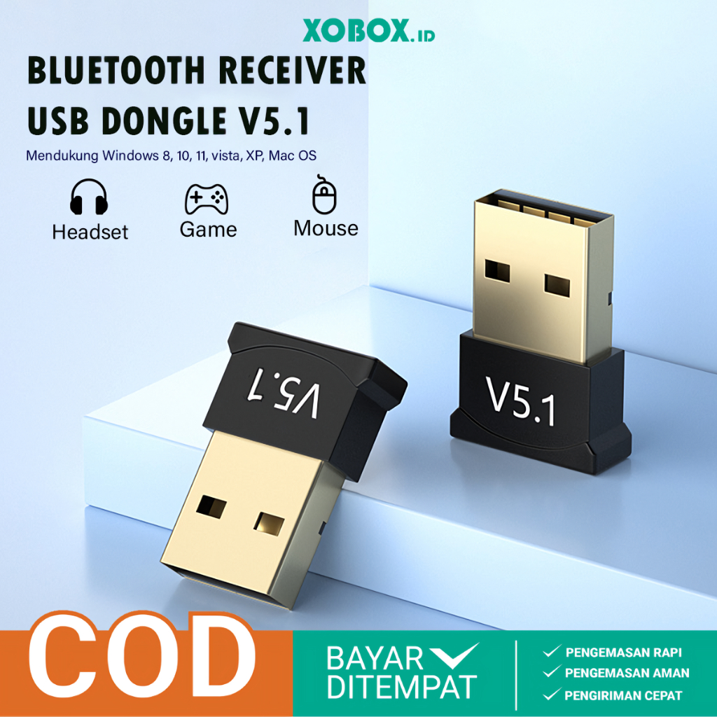 Jual Bluetooth USB Dongle 5.1 Adapter Receiver Plug And Play Headset ...