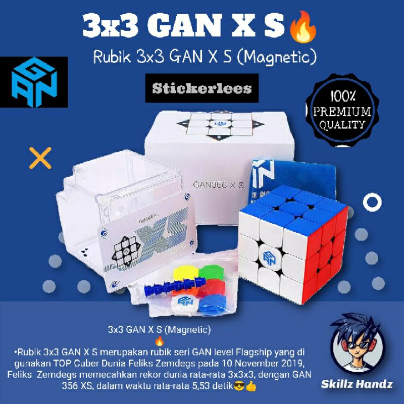 Jual Rubik 3x3 GAN X S Magnetic (Stickerless) Rubik Magnet | Shopee ...