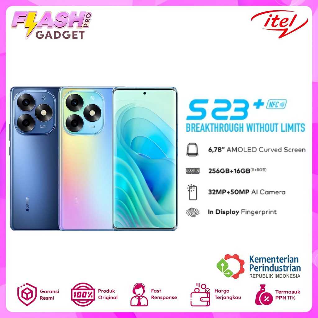 Jual itel S23+ NFC 256GB+16GB(8+8GB) Unisoc Tiger T616 5000 mAh - AMOLED CURVED - Garansi Resmi ...