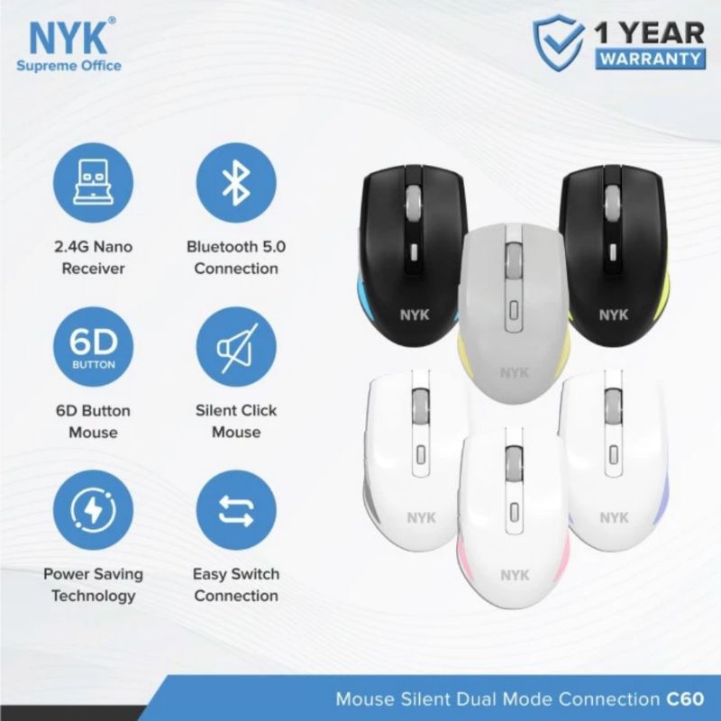 Jual NYK MOUSE WIRELESS NYK C60 SILENT ORIGINAL | Shopee Indonesia