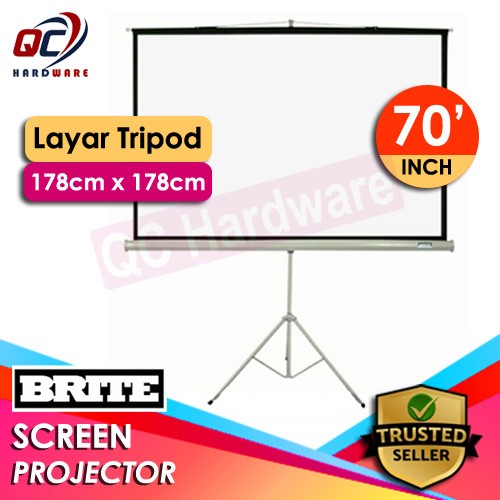 Jual Screen Projector Brite Tripod 70" Stand Tiang 70 inch 178 x 178cm ...