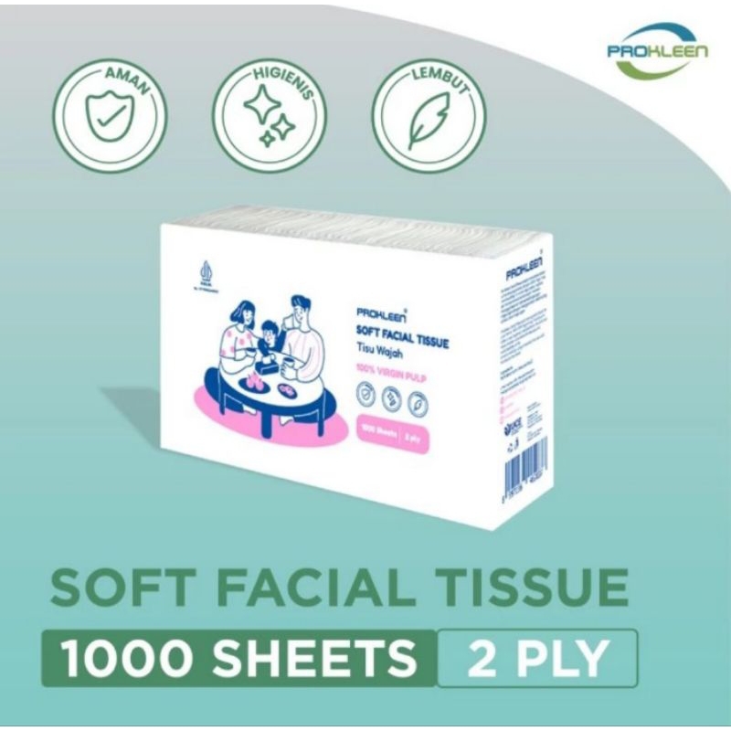 Jual SOFT Facial Tissue 1000sheets PROKLEEN Premium Facial Tisu Wajah ...