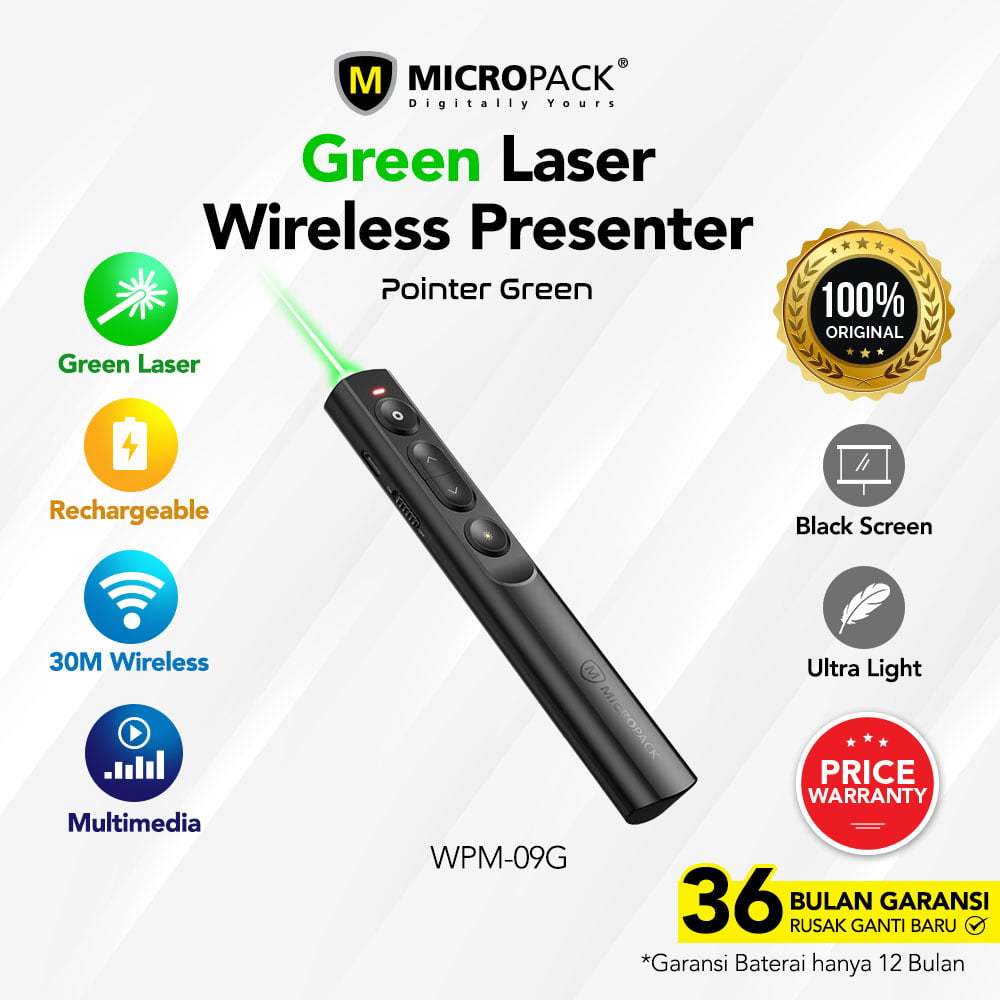 Jual Micropack Wireless Presenter Green Laser WPM-09G - Laser Pointer ...