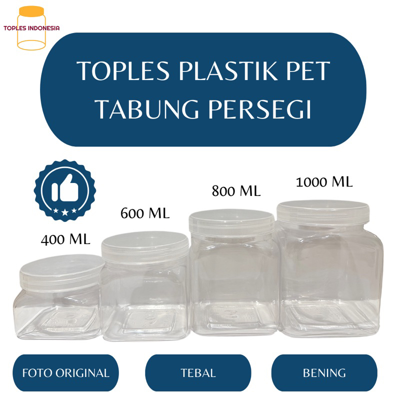 Jual TOPLES PET PERSEGI UKURAN 400-1000 ML !BERKUALITAS + TEBAL ...