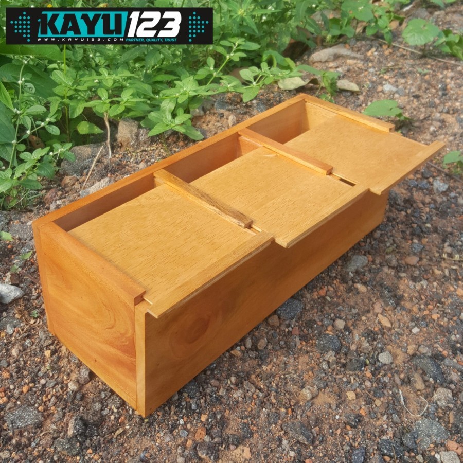 Jual Kotak Kayu Serbaguna 100x30x30 cm 3 Sekat Dalam Nampan Box Kayu ...