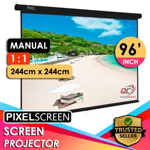 Jual Screen Projector PIXEL Manual 96" Layar Proyektor PIXEL Gantung ...