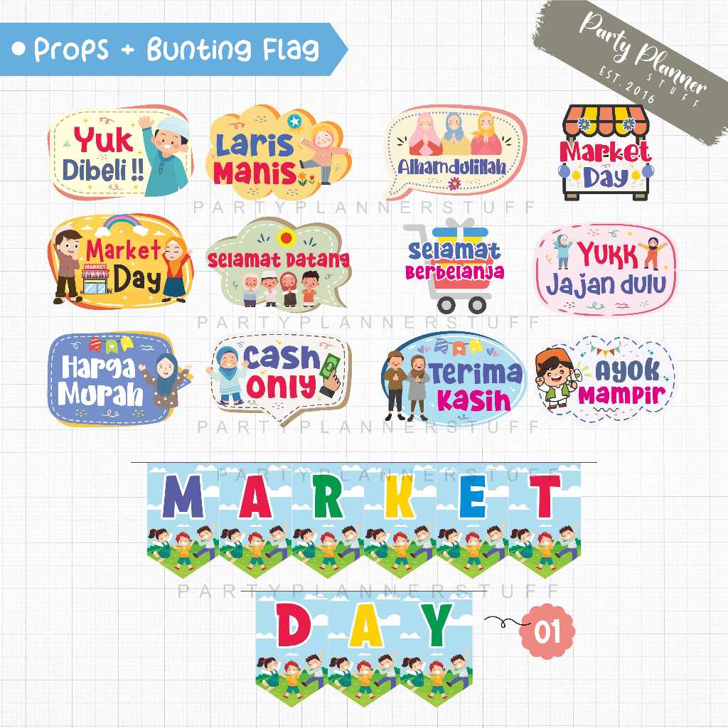 Jual Market day muslim bahasa indonesia / market day fun props / market ...