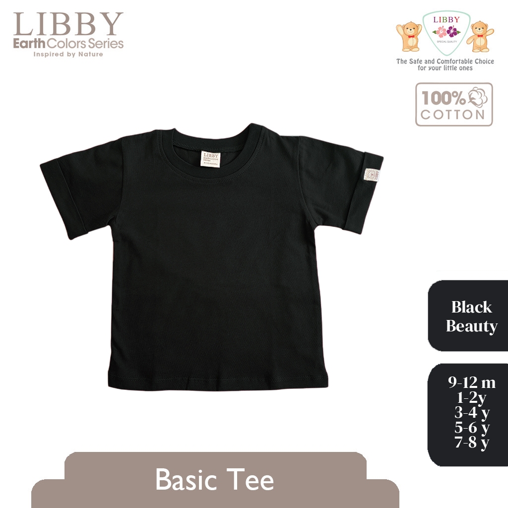 Jual LIBBY Earth Kaos Atasan Polos Katun Anak Unisex 9 Bulan - 12 Tahun Basic Tee Seri 2 (1PCS ...