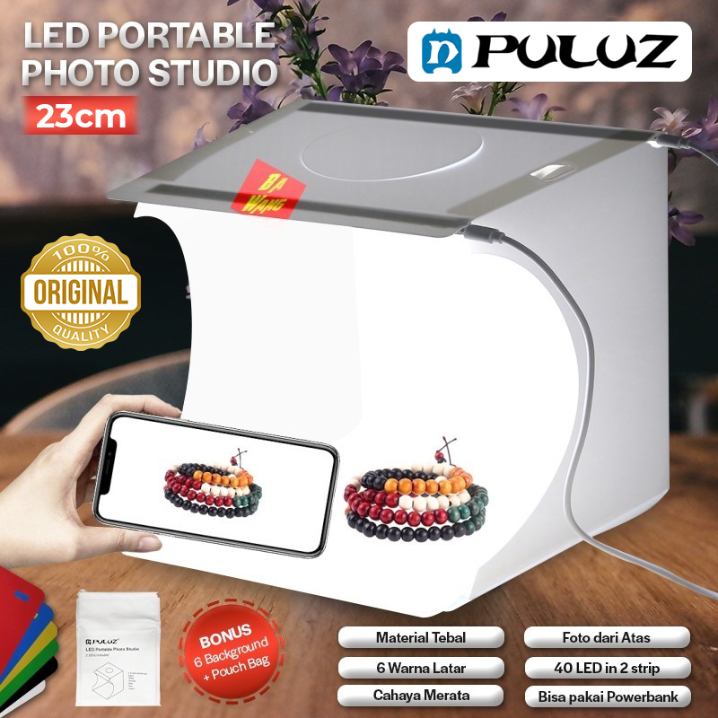 Jual PULUZ Foto Photo Light Box 23cm 40 LED Photobox FotoBox Mini ...