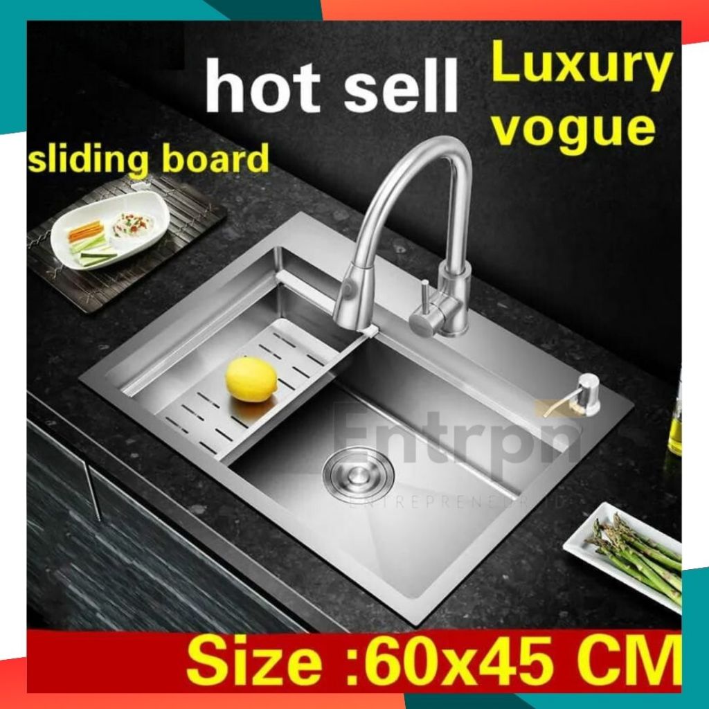 Jual INOBE PAKET KITCHEN SINK STAINLESS SUS 304 UK 60X45 KETEBALAN 3 MM ...