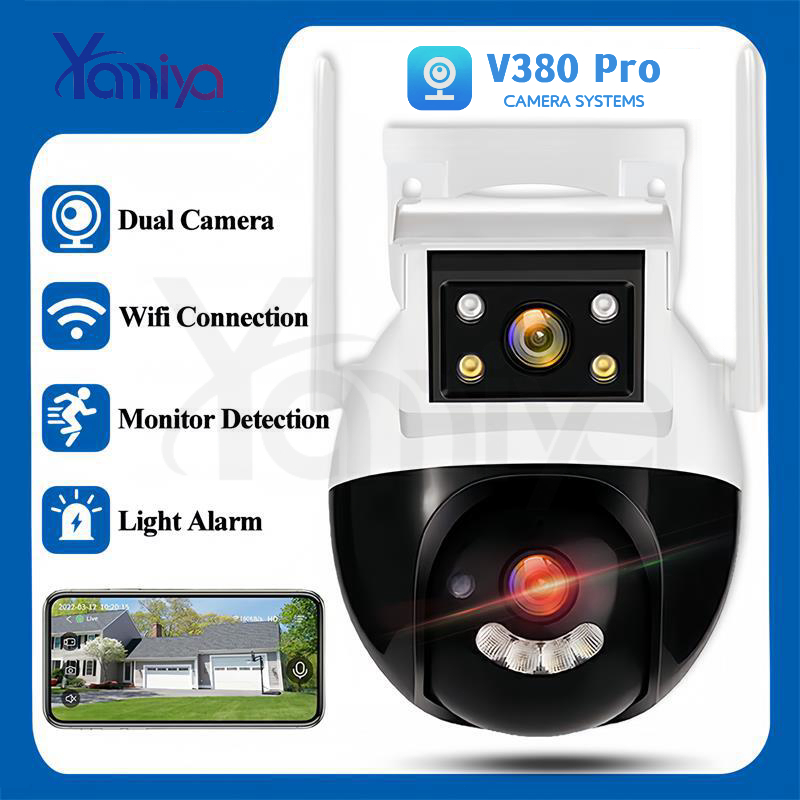 Jual YAMIYA Outdoor CCTV V380 PRO Dual Lens PTZ WiFi Wireless Camera IR Night Vision Waterproof ...
