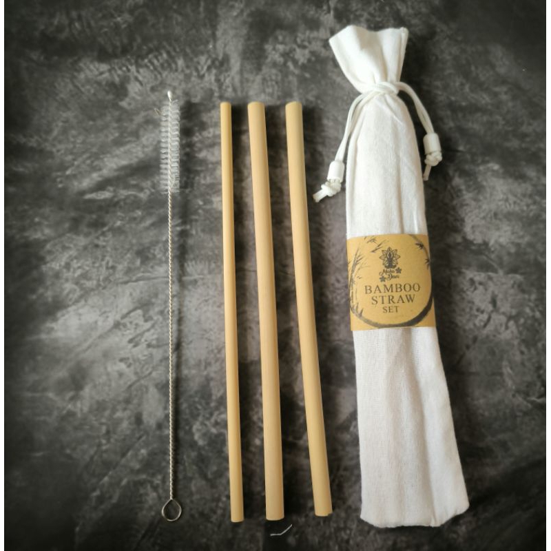 Jual Sedotan Bambu Straw Bamboo 3 pcs Set | Shopee Indonesia