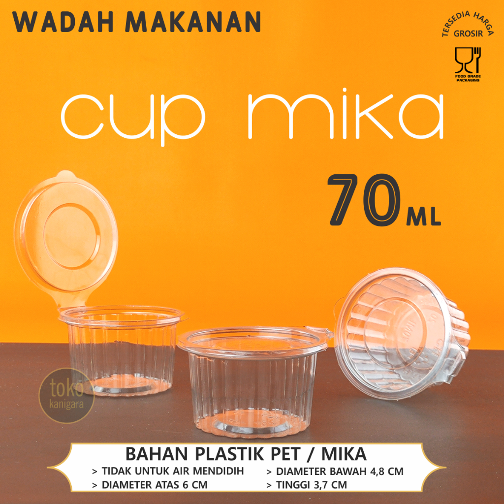 Jual CUP MIKA PLASTIK 70 ml CUP SAOS CUP PUDING 1 PAK ISI 50 pcs ...