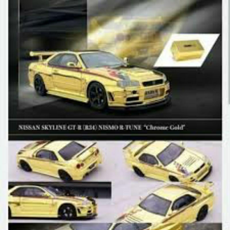 Jual Diecast Inno64 Nissan Skyline GTR R34 Nismo R Tune gold Chrome Segel | Shopee Indonesia