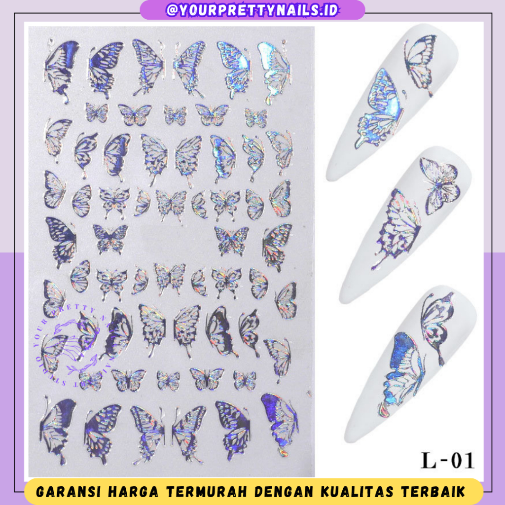 Jual Sticker Nail Art Premium Butterfly Series Tema Kupu-kupu Gold ...