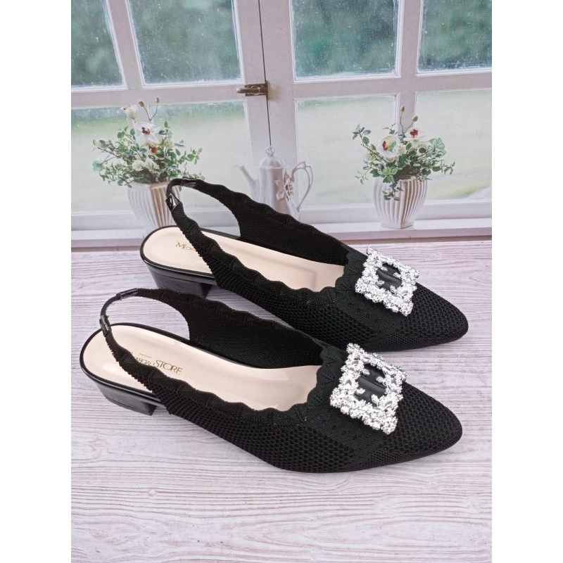 Jual SEPATU RAJUT SANDAL RAJUT WANITA TALI BELAKANG VARIASI KOTAK BIG ...
