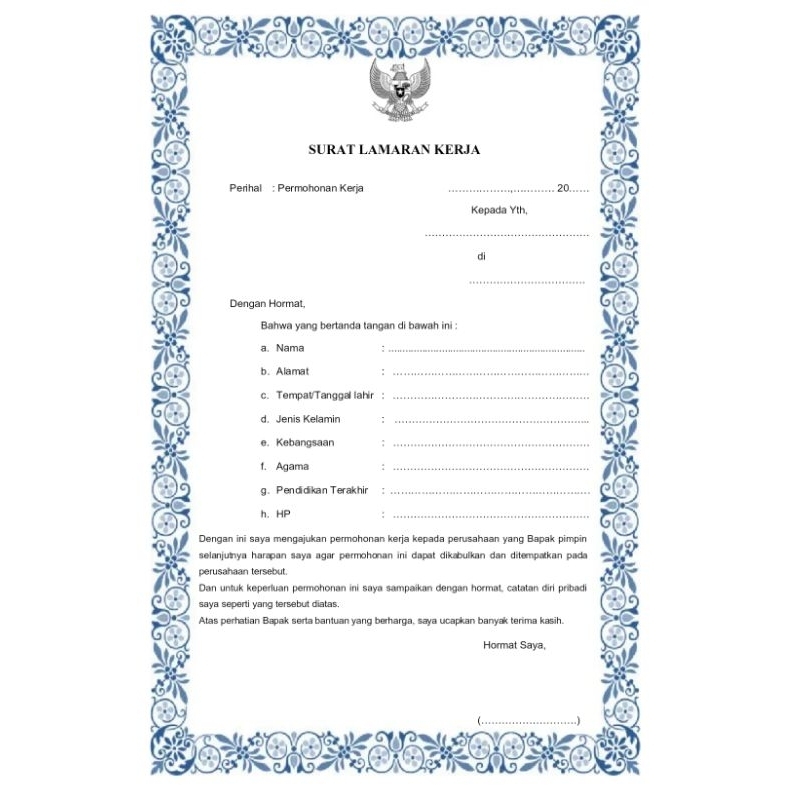 Jual surat lamaran kerja blangko daftar riwayat hidup CV Curiculum ...
