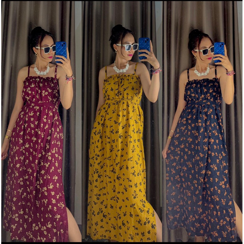 Jual BECCA LONGDRESS TALI MOTIF VIOLA | DRESS RAYON CASUAL VIRAL TRENDY ...