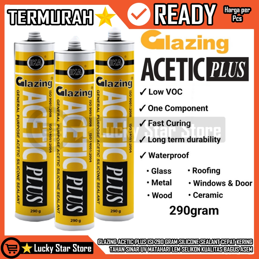 Jual SILIKON GLAZING ACETIC PLUS ISI 290 GRAM LEM TEMBAK SILICONE ...