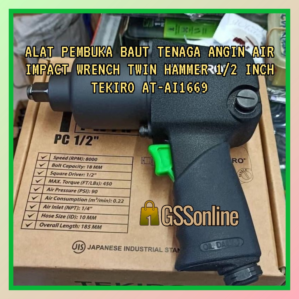 Jual TEKIRO AIR IMPACT WRENCH TWIN HAMMER ALAT PEMBUKA BAUT 1/2" AT ...