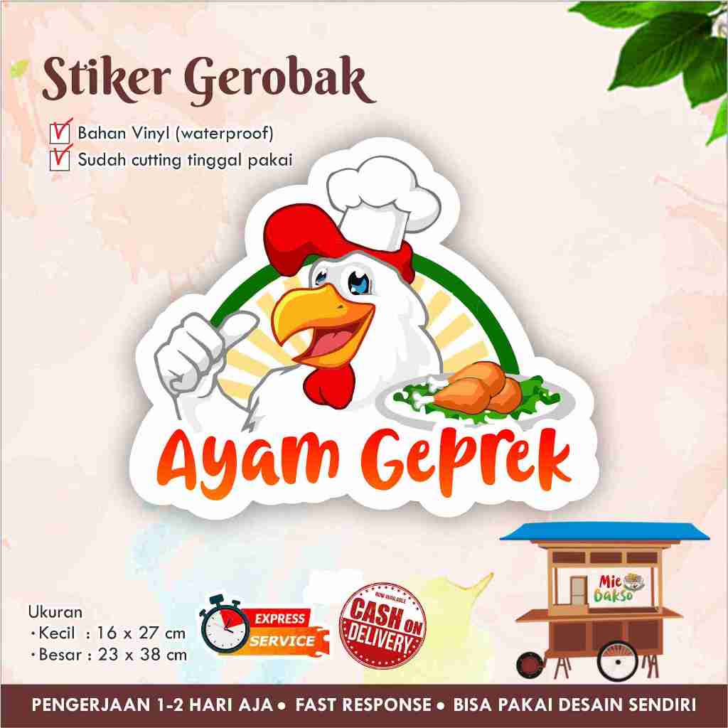 Jual STIKER KACA GEROBAK VINYL AYAM GEPREK / LABEL MAKANAN | Shopee ...