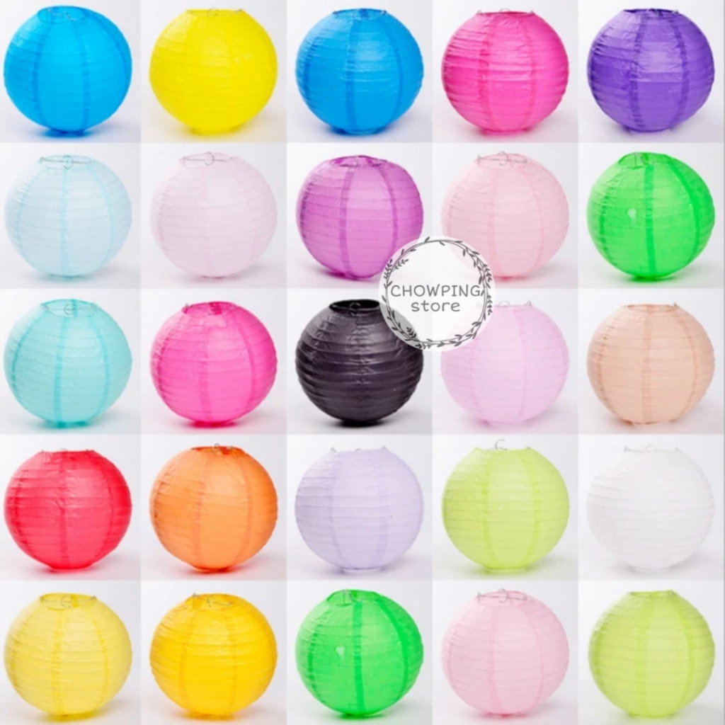 Jual Lampion Kertas Bulat Gantung Paper Lantern 25cm Aneka Warna ...