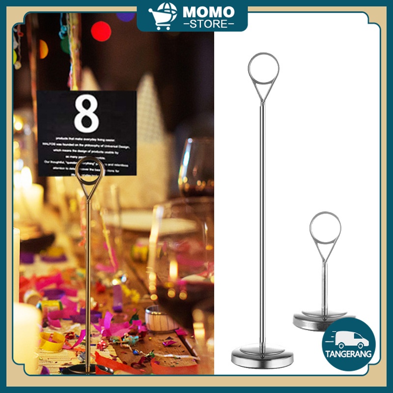 Jual 10cm Table Number Stand Stainless Steel Table Menu Holder 4 Inch ...
