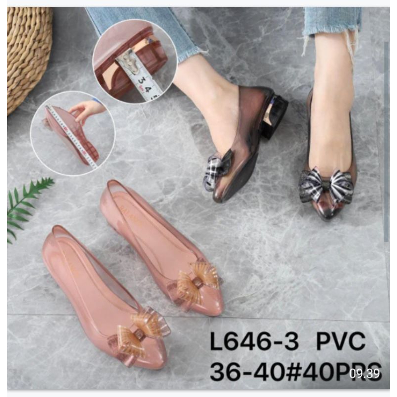 Jual Sepatu Jelly Transparan Full Jelly Motif Pita Tranlucent Balance ...